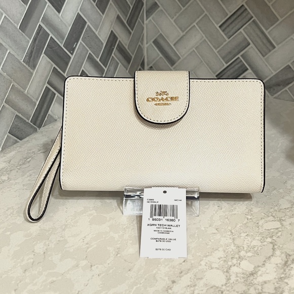 Coach | Bags | Coach Tech Phone Wallet In Crossgrain Chalk Leather ...
